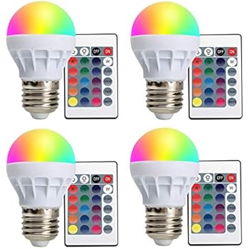 LED Color Changing Light Bulb - Dimmable 16 Modes Mood Hue RGB Colored ...