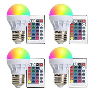 LED Color Changing Light Bulb - Dimmable 16 Modes Mood Hue RGB Colored ...