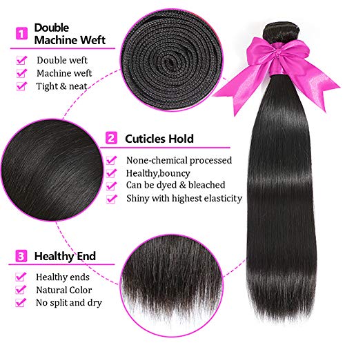 10A Straight Human Hair Bundle 100% Virgin Brazilian Hair 1 Single ...