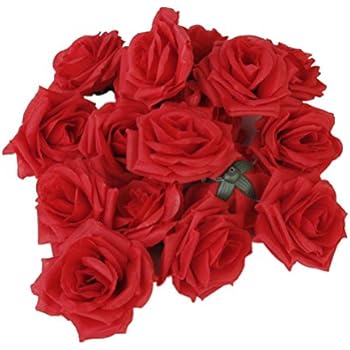 Amazon.com: (100) Silk Red Roses Flower Head - 1.75" - Artificial ...