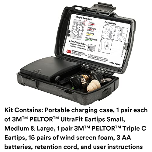 3M PELTOR TEP-200 Tactical Ear Plug Kit, NRR 23dB, Rechargeable, Noise ...