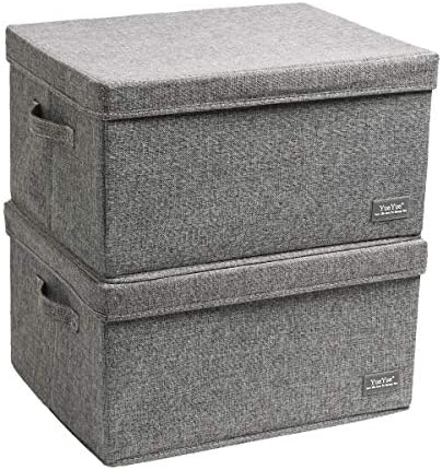YueYue Large Fabric Storage Boxes with Lids,2 Pack Foldable Cloth ...