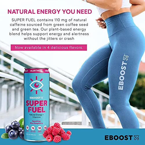 EBOOST Super Fuel Natural Energy Drink - Blue Raspberry - 12 Pack x 11. ...