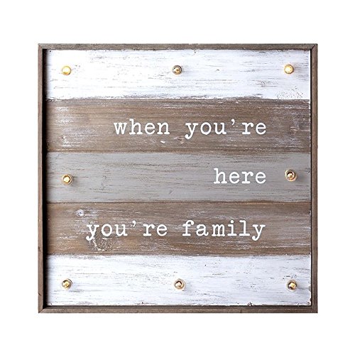 Square Wooden Light Up Sign When You're Here You're Family Message ...