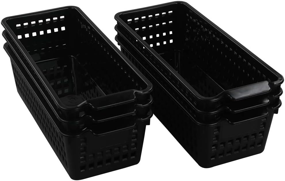 Begale Black Small Plastic Storage Baskets, 11.6" L x 5" W x 3.4" H ...