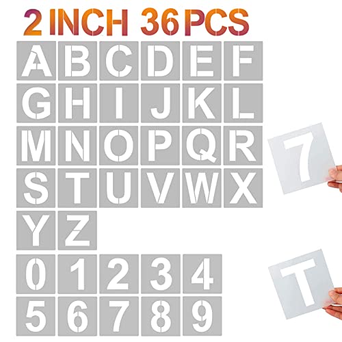 YEAJON 2 Inch Letter Stencils and Numbers, 36 Pcs Alphabet Art Craft ...