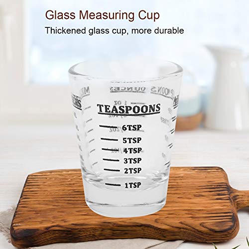 MAGT Ounce Measuring Glass Measuring Cup Small Glass Measuring Cup Oz/Ml/Teaspoon/Tablespoon 4 ...