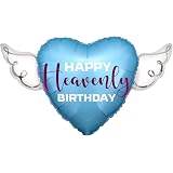 Amazon.com: Heavenly Balloons on a stick Happy Heavenly Birthday pink ...