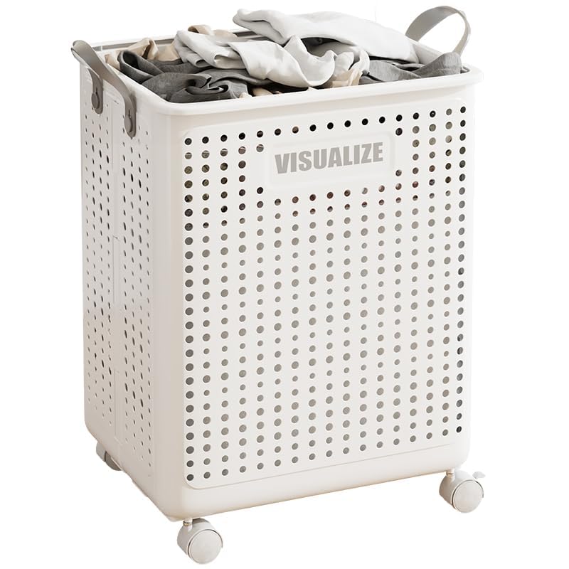 BOHOIDEE X-Large Foldable Laundry Hamper with Wheels and Handle ...