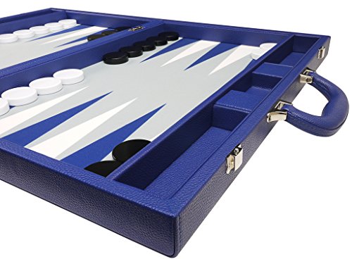 19-inch Premium Backgammon Set - Large Size - Indigo Blue Board, White ...