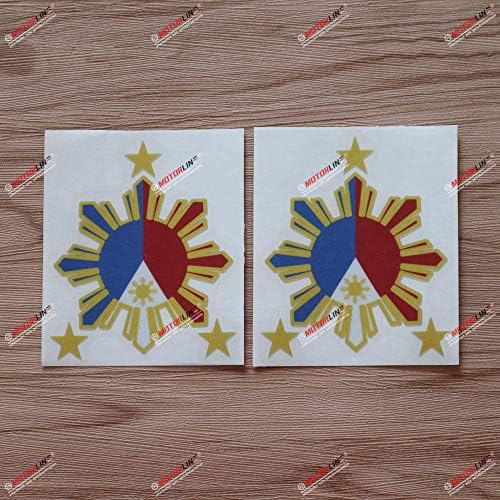 2X Reflective 6'' Eight-ray Sun Stars Philippines Flag Filipino Decal ...