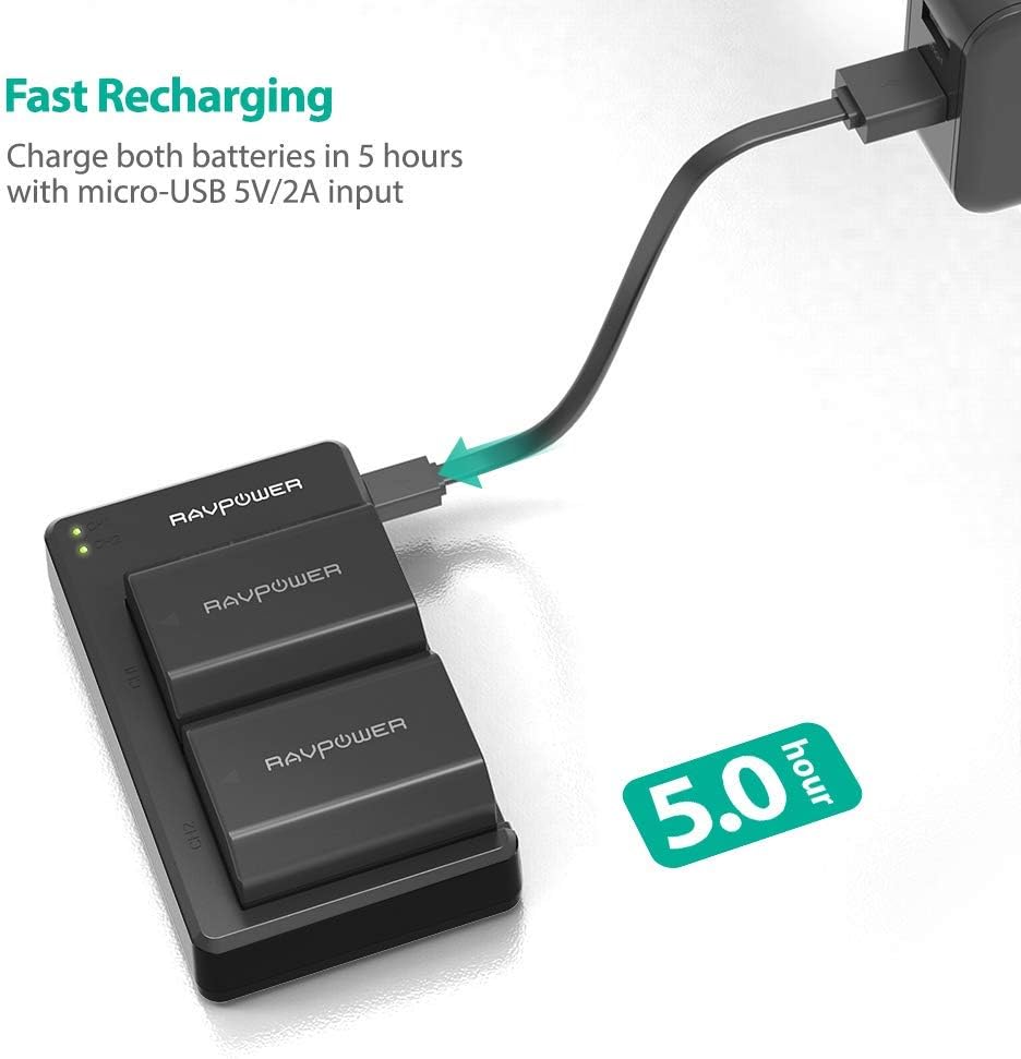 NP-FZ100 Battery 2 Pack Camera Batteries and USB Charger Set for Sony ...