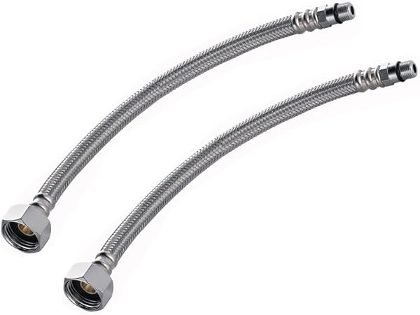 Pair Flexible Tap Connector Basin/Kitchen Mono Mixer Tap Flexi Braided ...