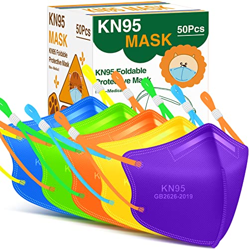 RANTO Kids KN95 Masks for Children, 50Pack 5-Layer Multicolored ...