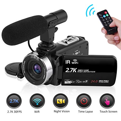 Seree Camcorder Video Camera 2.7K 30FPS WiFi Vlogging Camera Night ...