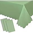 Amazon.com: Mixweer 3 Pcs Sage Green Plastic Tablecloth Plastic Table ...