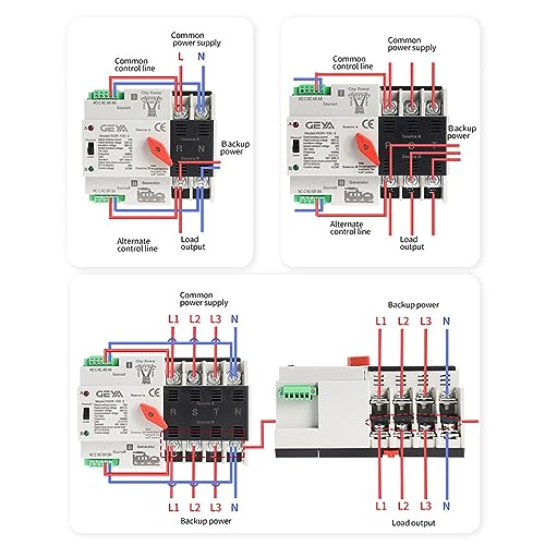 GAEYAELE Mini ATS Automatic Transfer Switch Dual Power Switch Din Rail ...