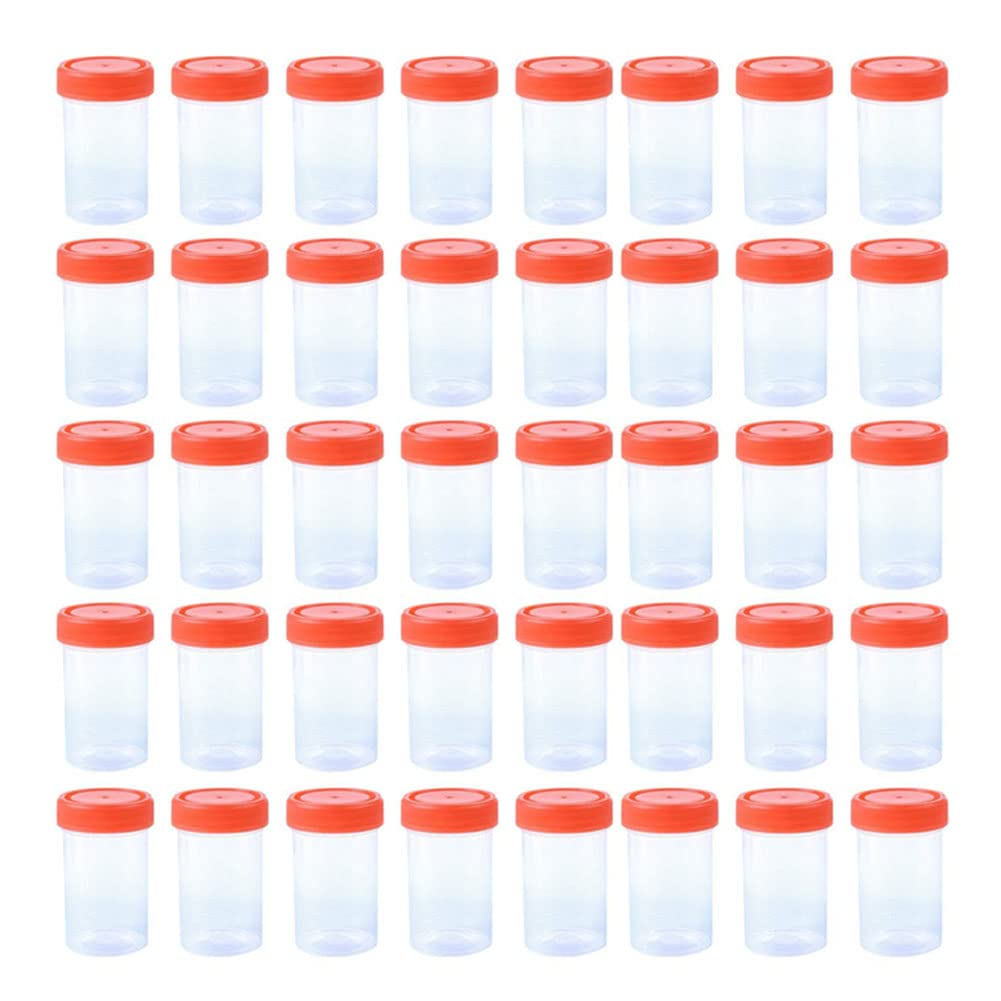 YXQ 50Pcs 60ML Sterile Specimen Cups with Lids 2OZ Screw-on Cap Red ...