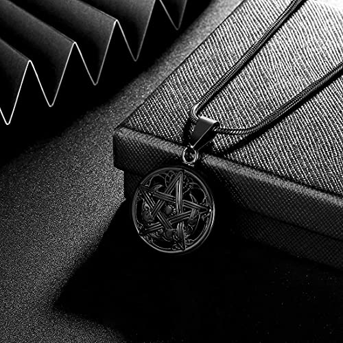 Mens Pentagram Pentacle Necklace - Wiccan Pagan Crescent Moon Irish Pendant Magical Star Celtic ...