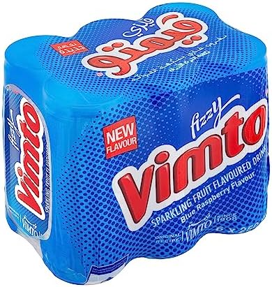 Vimto Fizzy Blue Raspberry Fruit Flavoured Sparkling Drink 250ml Can x ...