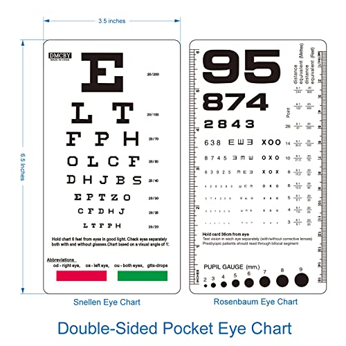 Snellen And Rosenbaum Pocket Eye Chart For Eye Exams, Double-Sided ...