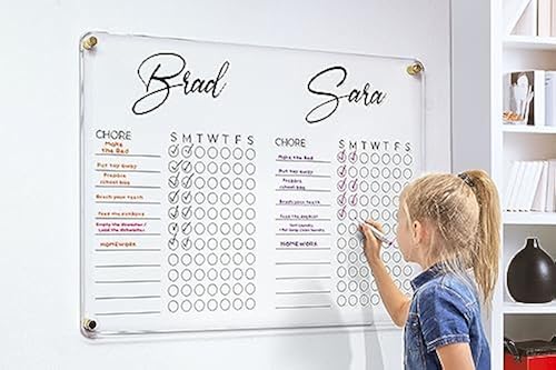 Personalized Acrylic Dry Erase Chore Chart For Kids-Up to 4 Names ...