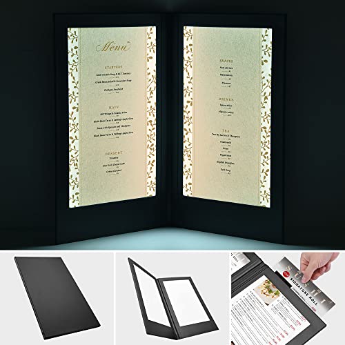 Yescom 10"x17" 2-panel LED Backlit Illuminated Black Leatherette Menu ...