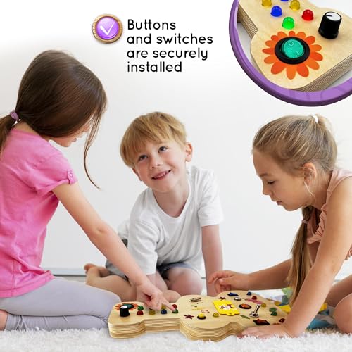 Wooden Montessori Musical Busy Board for Toddlers for 3-5 Year-Old with ...