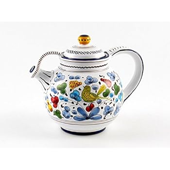 Amazon.com | Hand Painted Italian Ceramic Large Tea Pot Raffaellesco ...
