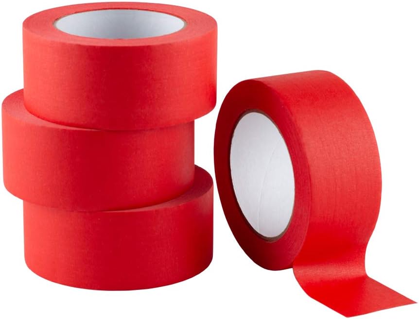 LICHAMP 4 Pack Red Painters Tape 2 inch Wide, Medium Adhesive Red ...