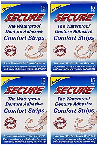 سعر Secure Denture Adhesive Comfort Strips, 15 Strips, Pack of 4 فى ...
