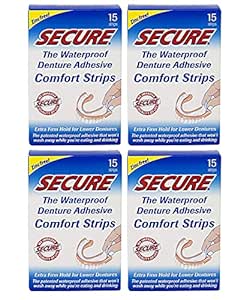 Amazon.com : Secure Denture Adhesive Comfort Strips, 15 Strips, Pack of ...