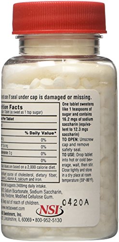 Necta Sweet Saccharin Tablets, 1/4 Grain, 1000 Tablet Bottle (Pack of 4) | Pricepulse