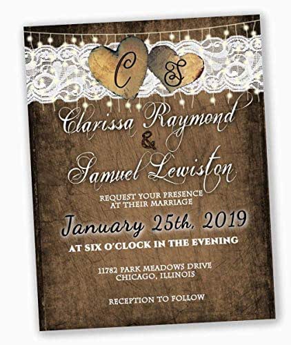 Amazon.com: Rustic Wedding Invitations and RSVP Cards Set of 50: Handmade