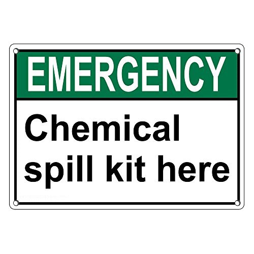 Weatherproof Plastic ANSI Emergency Chemical Spill Kit Here Sign with ...