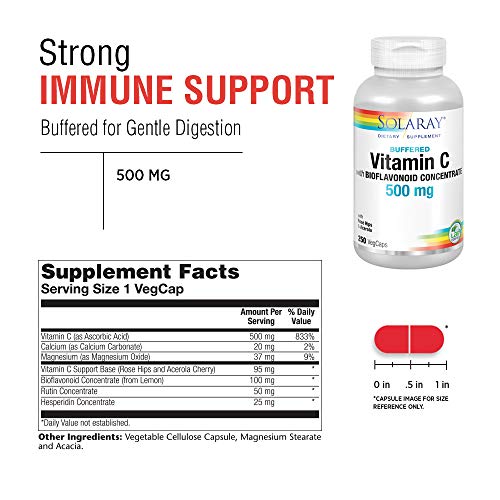 SOLARAY Vitamin C w/Bioflavonoid Complex 500mg Buffered for Easy Digestion Healthy Immune System ...