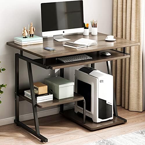 Computer Desk with Storage Shelves,Modern PC Laptop Wood Study Table ...