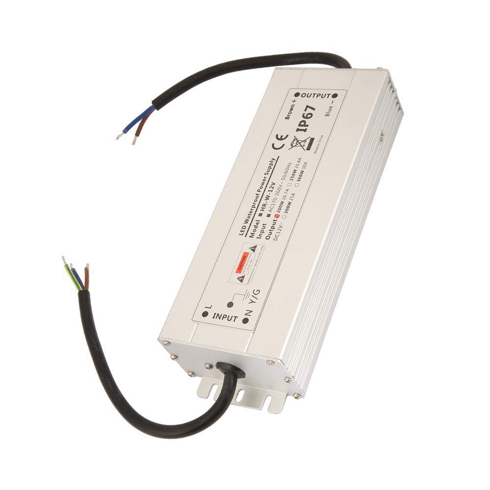 LED Power Supply, 12V 200W IP67 Waterproof LED Driver Transformer LED ...