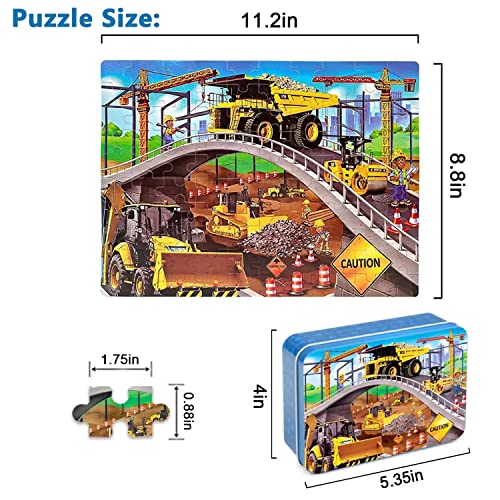 LELEMON Puzzles for Kids Ages 4-8,Construction Site 100 Piece Puzzles ...
