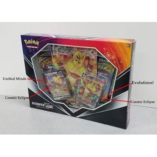 Pokemon Meowth Vmax International Box - 4 Booster Packs Including ...