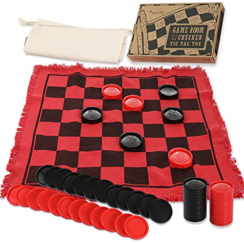 OleOletOy 3 in 1 Giant Checkers Game for Kids, Super Tic Tac Toe Game ...