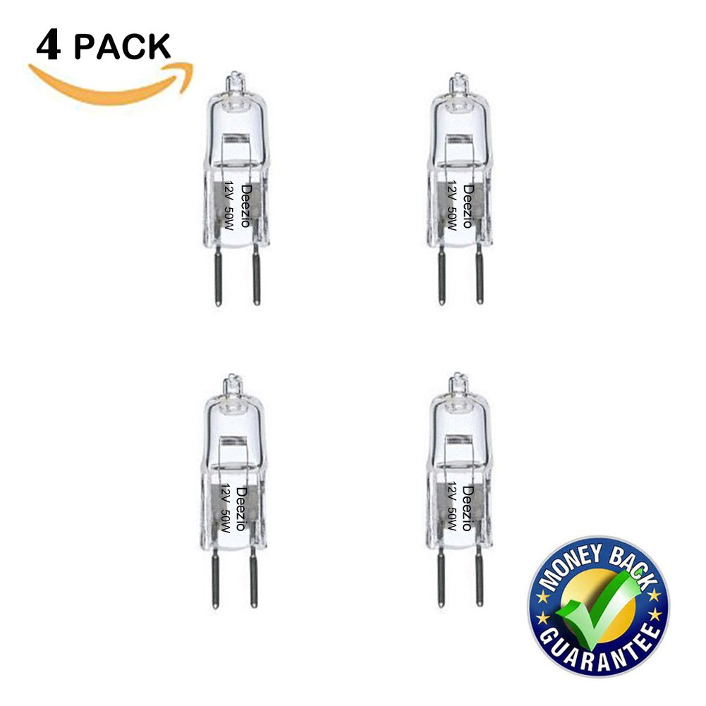 12 Volt 50 Watts GY6.35 T4 Halogen Light Bulb with Glass 2-Pin, 300/900 ...