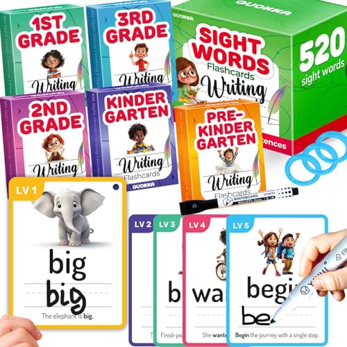 QUOKKA 520 Sight Words Flash Cards for Kids – 5 Levels from Pre-K to ...