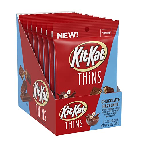KIT KAT THiNS Chocolate Hazelnut Wafer Candy Pouches, 3.1 oz (8 Count ...
