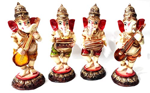 Buy Sawcart Lord Ganesha / Ganesh / Ganpati Musical Set of 4 Statue ...