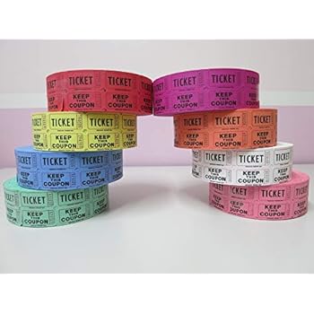 Amazon.com : Double Roll Raffle Ticket - Set of 8 Colors (8 Rolls of ...