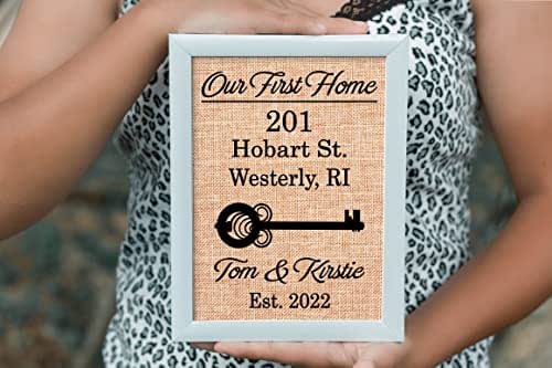 Amazon.com: Our First Home Sign, First Home Burlap Print, Housewarming ...