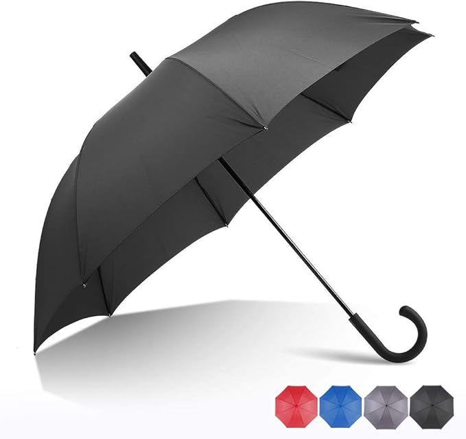 RUMBRELLA Black Hook Handle Umbrella Windproof, j Umbrellas Auto Open ...