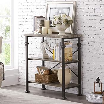 Amazon.com: TomCare Bookshelf 3-Tier Wood and Metal Shelves Industrial ...
