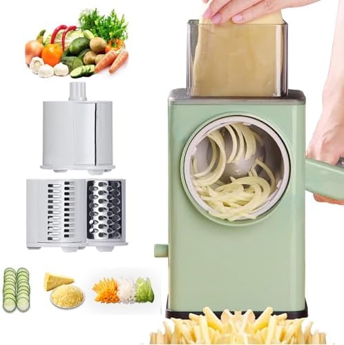 3-in-1 Rotary Food Chopper: Stainless Steel Veggie Slicer, Mandoline ...